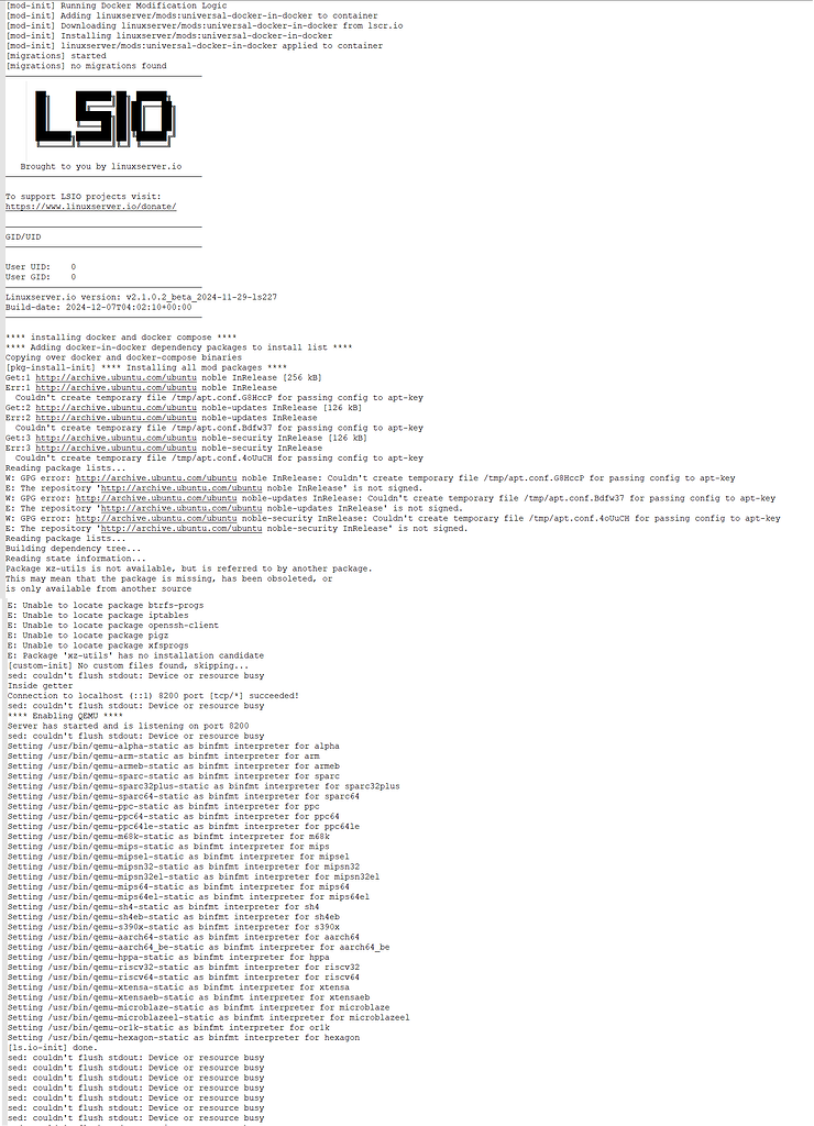 Error when DOCKER MOD is added - Docker - LinuxServer.io